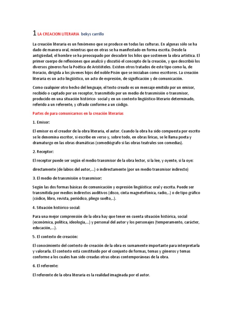 1 La Creacion Literaria | PDF | Cuentos | Autor