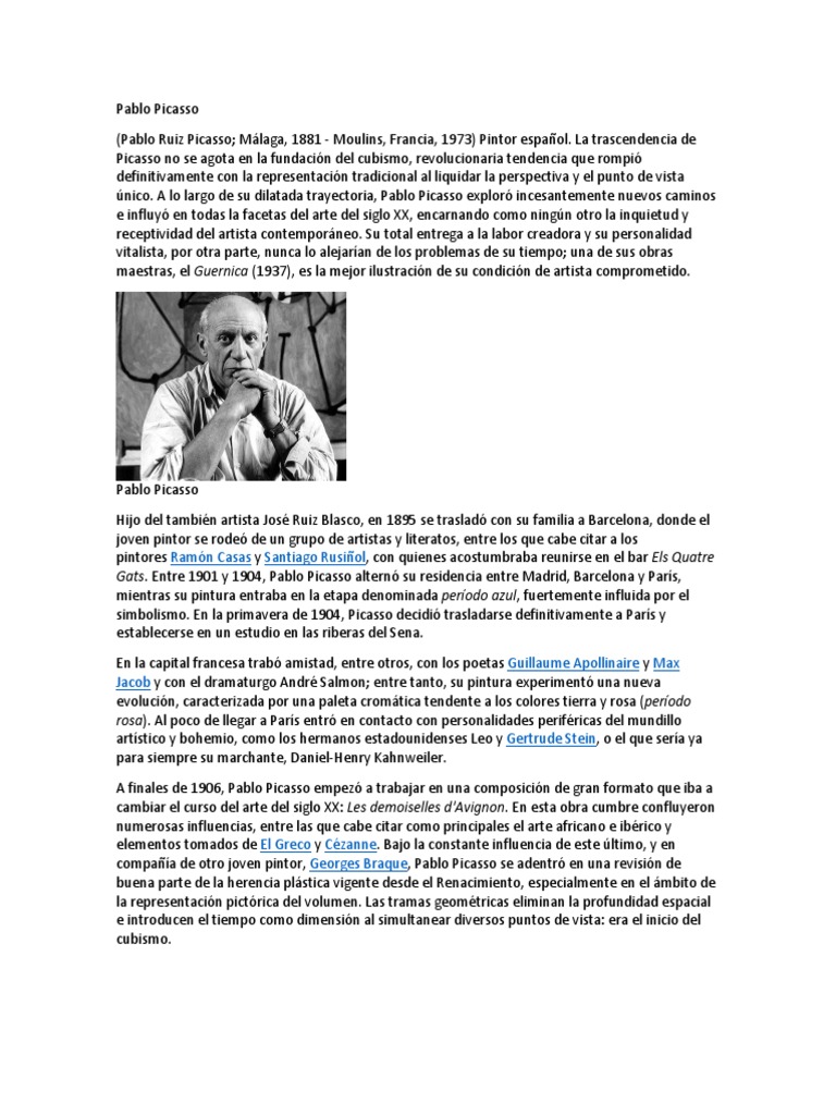 Biografias de Artista Del Arte Universal | PDF | Pablo Picasso | Francisco Goya