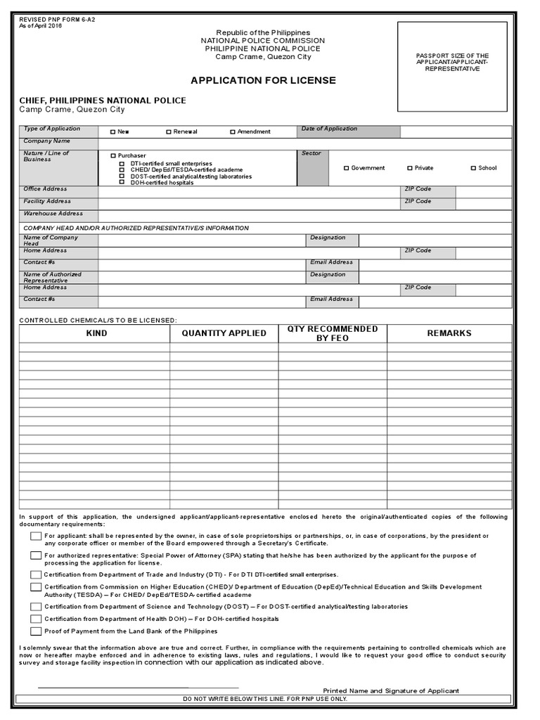 PNP Form 6-A2 - Application For License DTI Certified Small Enterprises ...