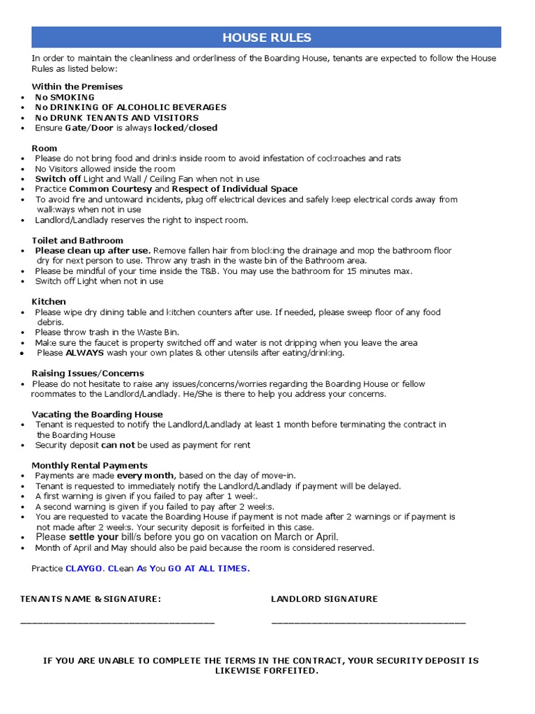 House Rules | Landlord | Real Estate Law