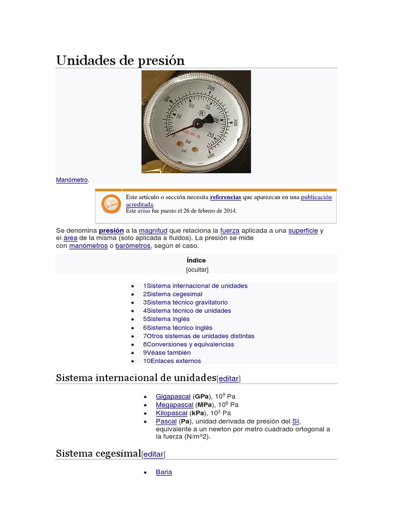 Unidades de Presión | Pascal (Unidad) | Presión