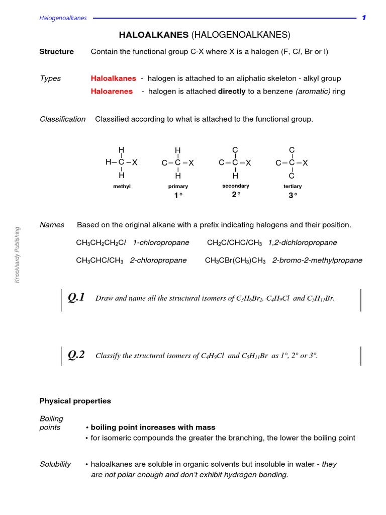 Halogenoalkanes, Nucleophilic Substitution, Elimination Reactions, Uses ...