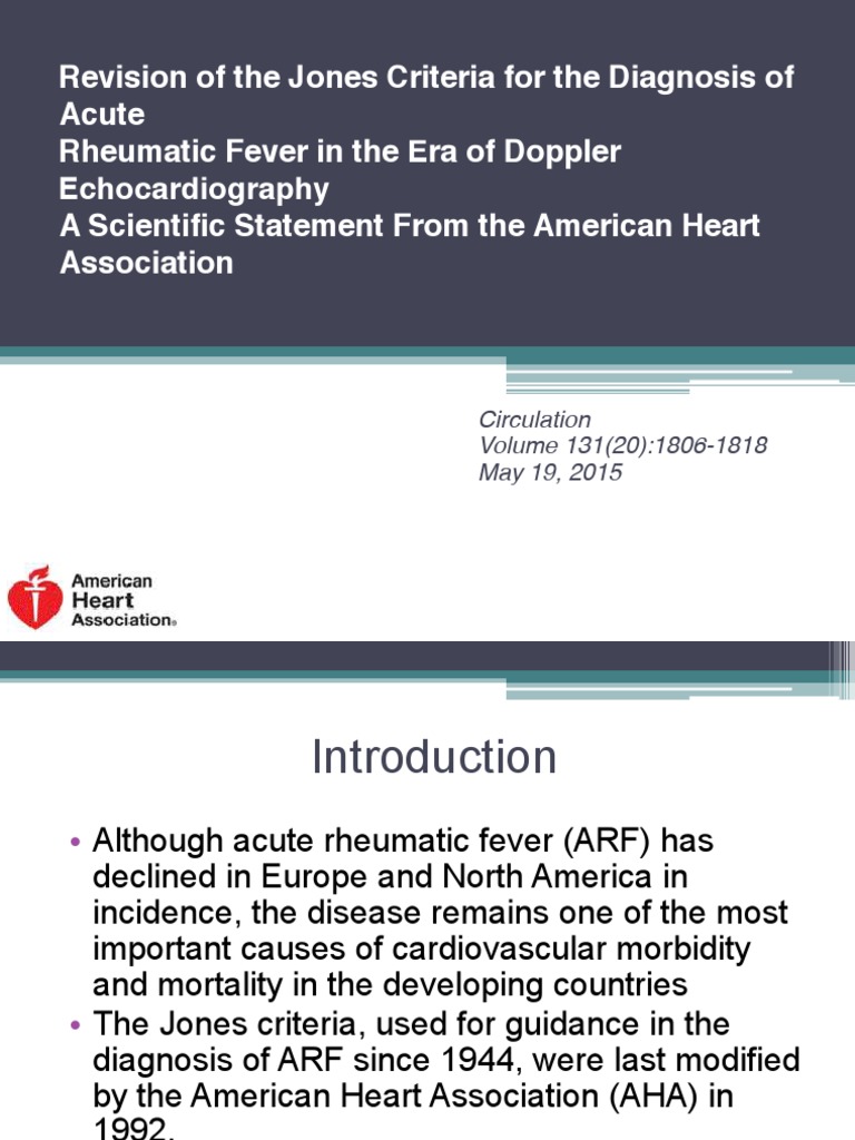 Revised Jones Criteria for ARF Diagnosis | PDF | Echocardiography ...