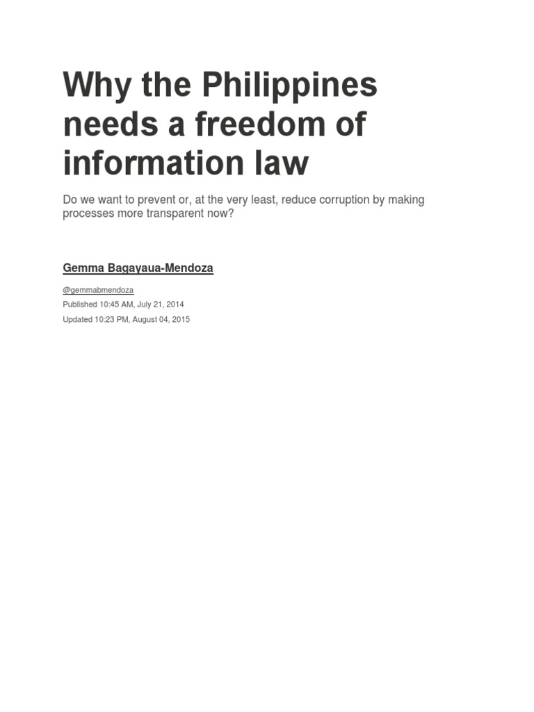 Articles On Freedom of Information Order | PDF | Freedom Of Information ...