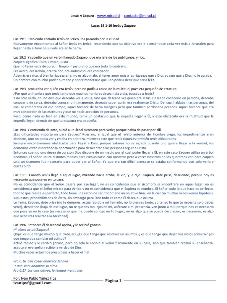 Lucas 19 1-10 Jesús y Zaqueo | PDF | Creencia religiosa y doctrina ...
