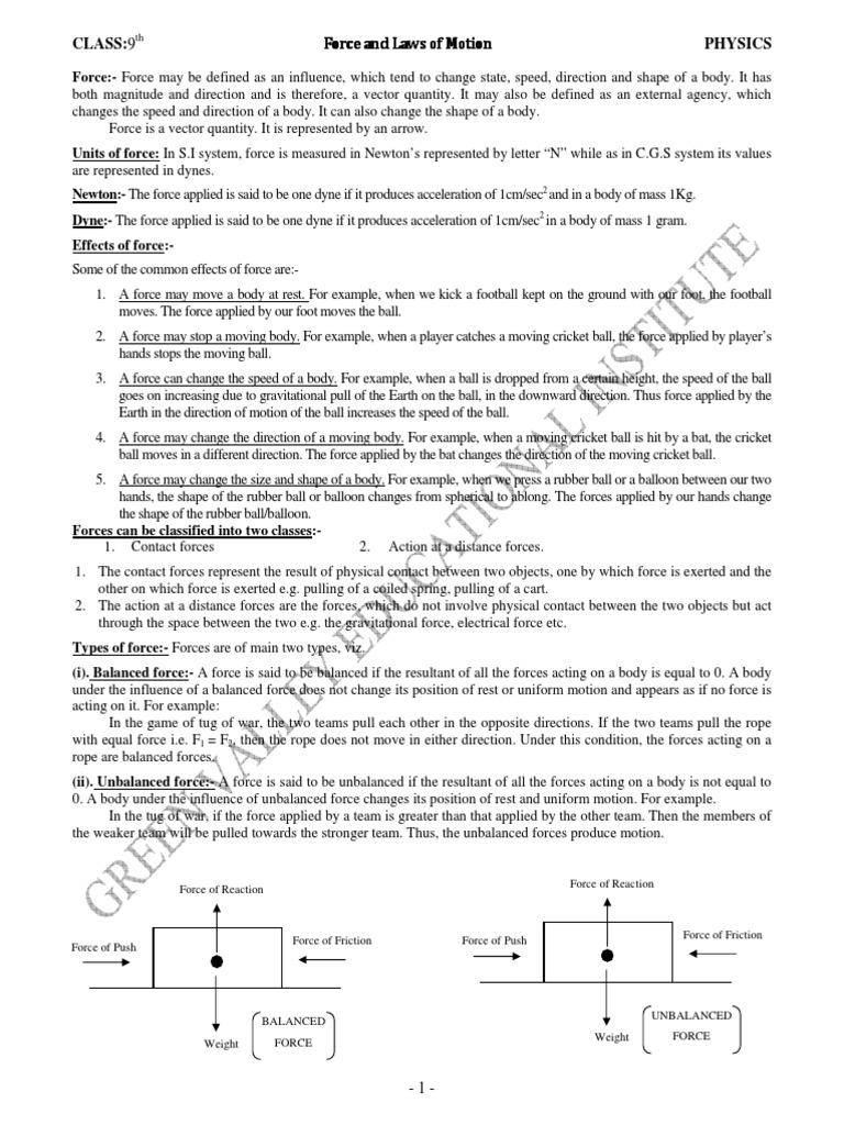 Force and Laws of Motion | PDF | Momentum | Force