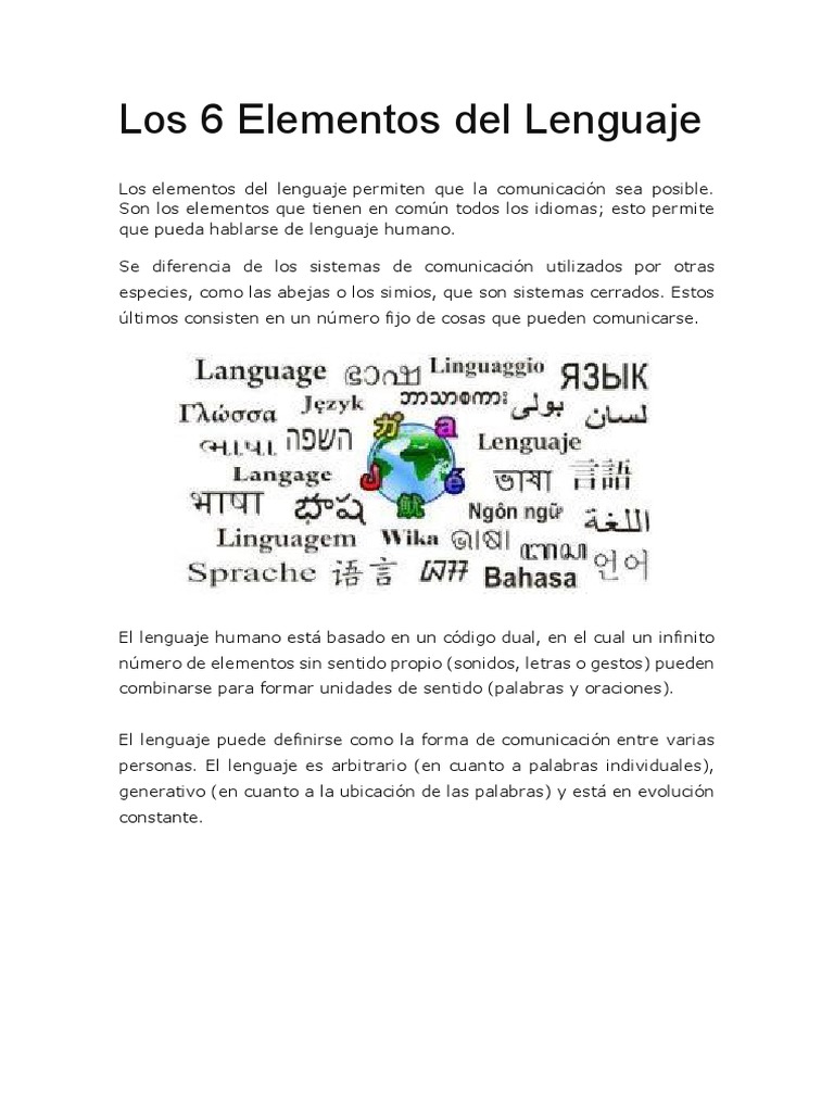 Los 6 Elementos Del Lenguaje | PDF | Palabra | Alfabeto