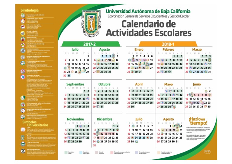 Calendario Escolar UABC 2017-2 2018-1 Modificado | PDF