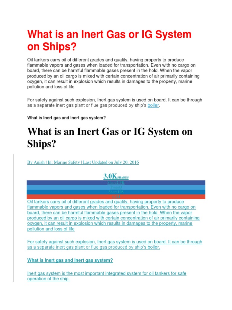 Inert Gas System | PDF | Oil Tanker | Valve