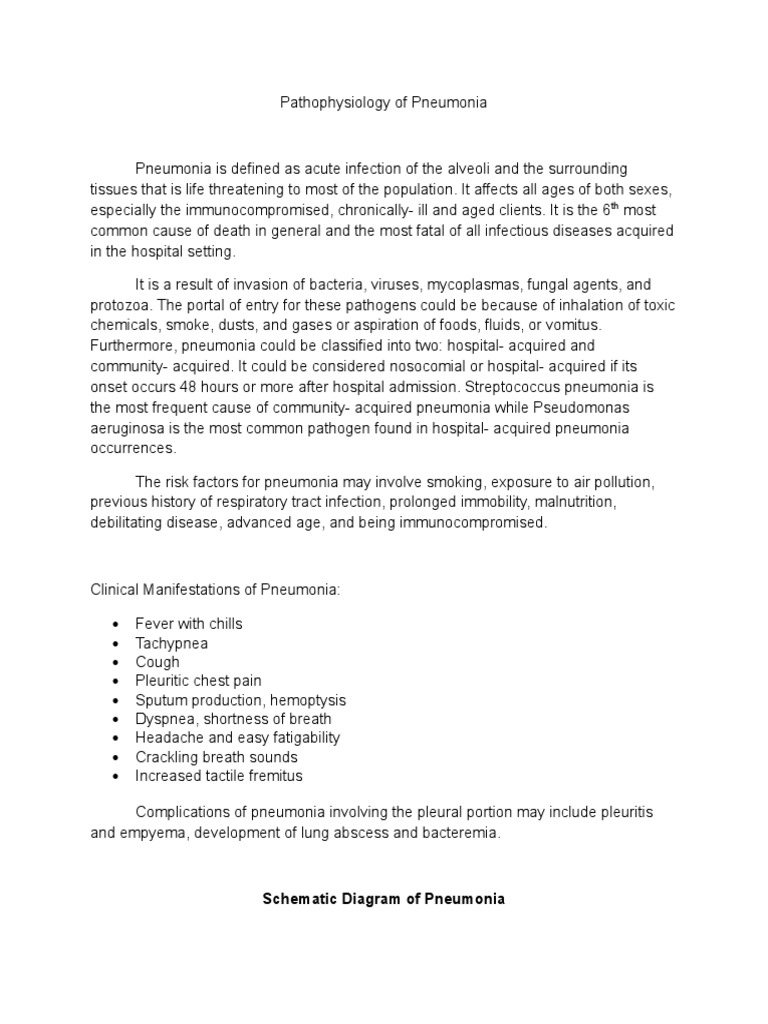 Pathophysiology of Pneumonia | PDF | Pneumonia | Lung