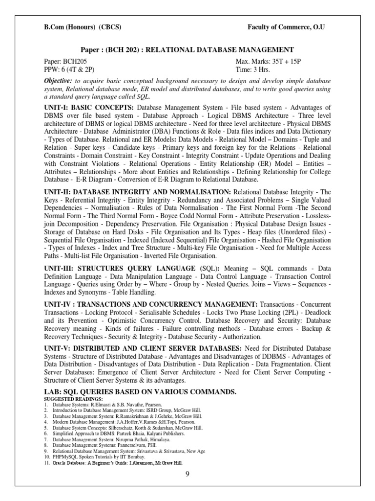 RDBMS Syllabus | PDF | Relational Database | Databases