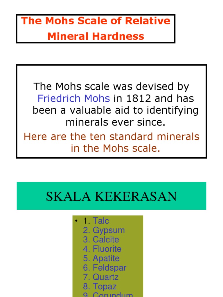 The Mohs Scale of Relative Mineral Hardness | PDF | Minerals | Natural ...