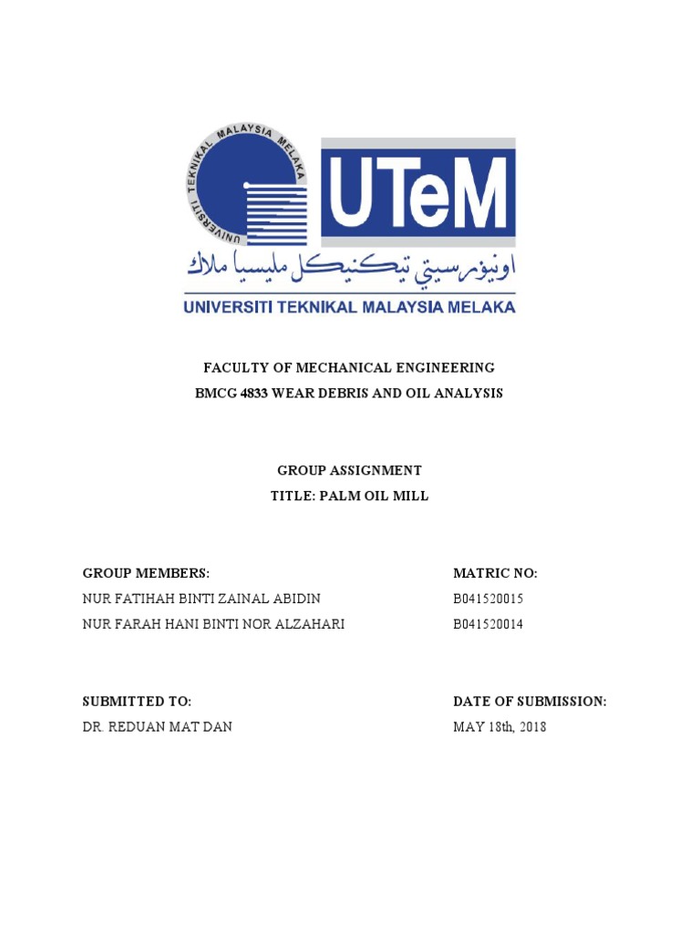Farah Hani - Fatihah Zainal - BMCG 4833 | PDF | Bearing (Mechanical) | Lubricant