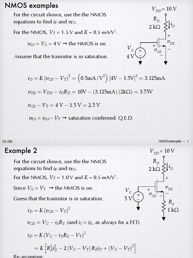 NMOS circuit analysis examples – 10 examples | PDF | Mosfet | Field ...