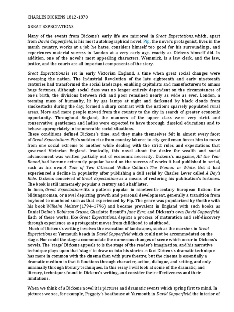 Dickens's Great Expectations Analysis | PDF | Great Expectations ...