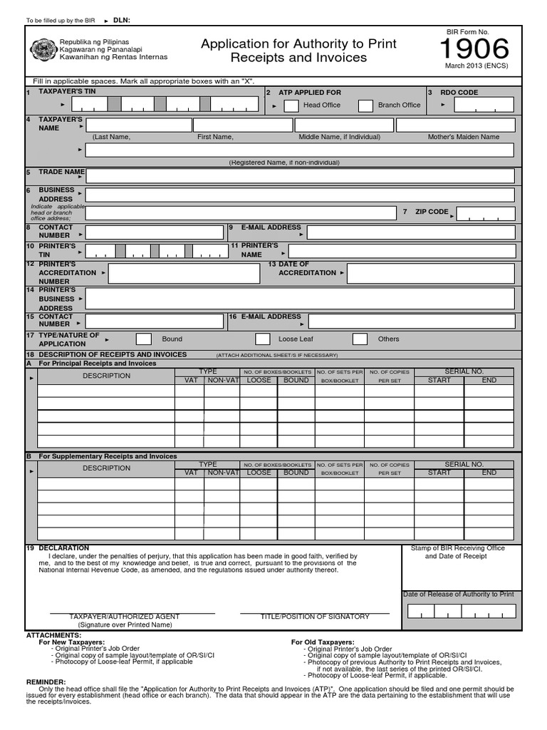 BIR Form 1906 PDF | PDF