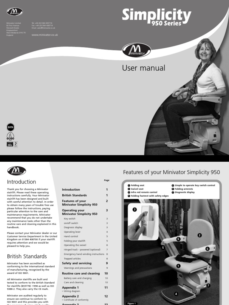 Minivator Simplicity 950 Stairlift | PDF | Elevator | Manufactured Goods