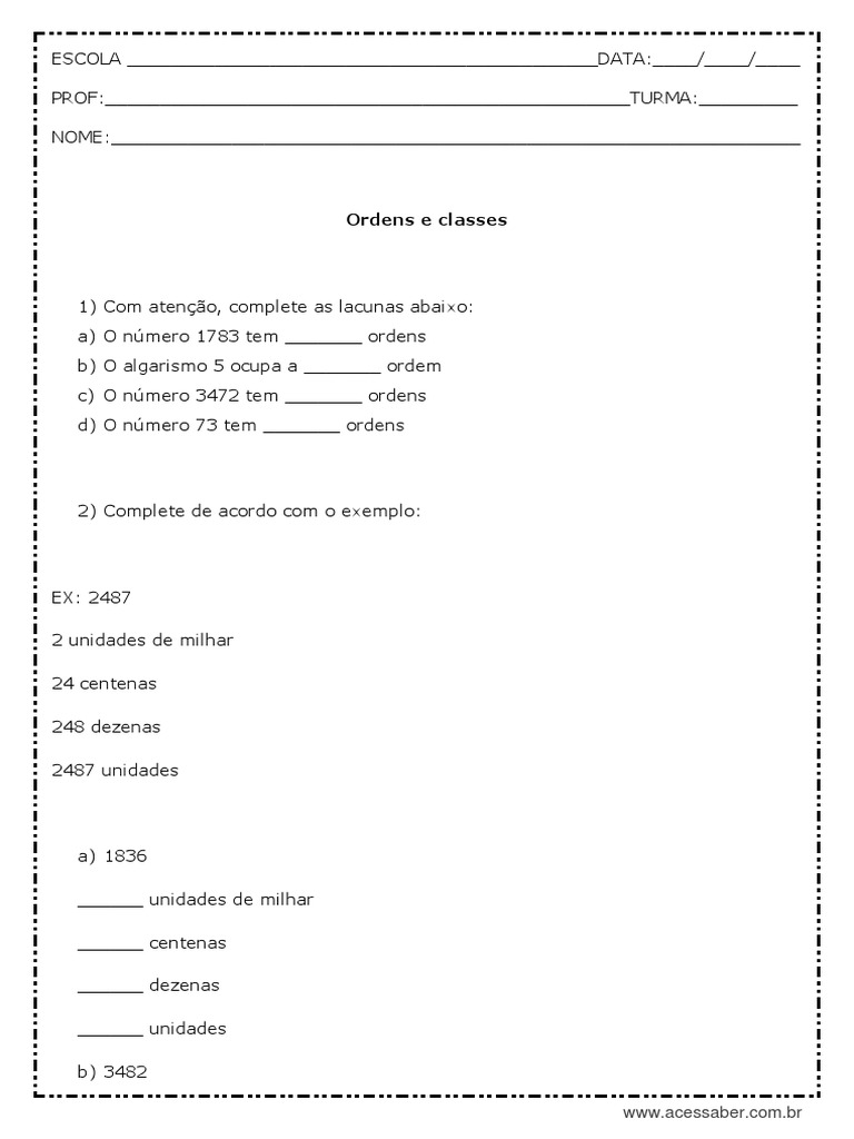 Ordens e Classes 4 Ano PDF | PDF