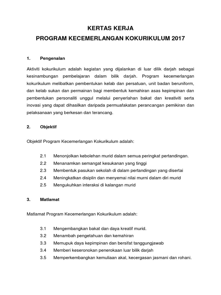 Kertas Kerja Program Kecemerlangan | PDF