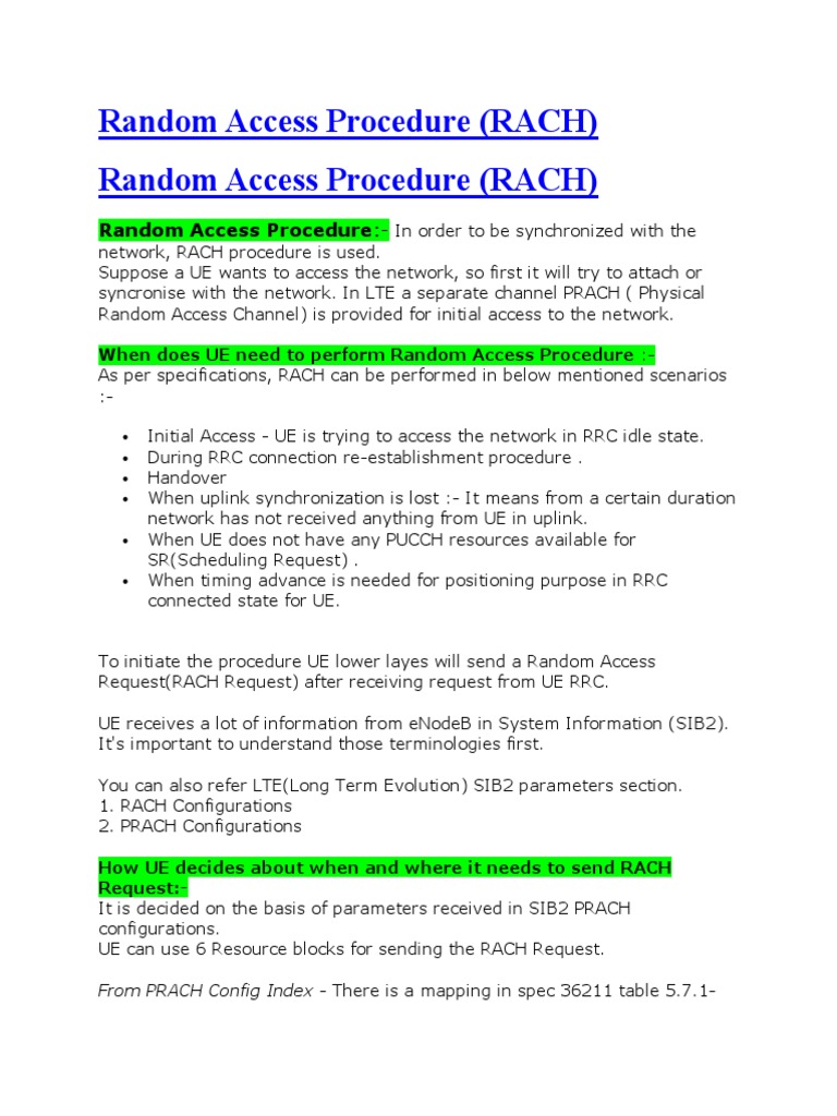LTE RACH Procedure Explained | PDF | Randomness | Bit