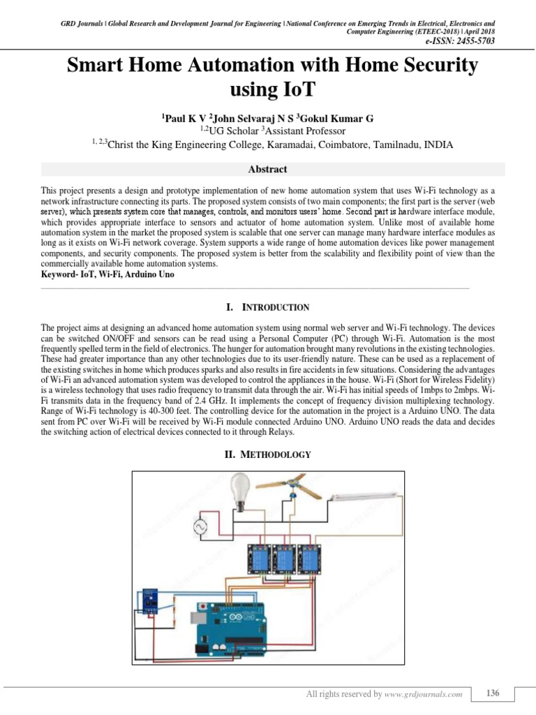 Smart Home Automation With Home Security Using Iot Pdf Arduino Wi Fi