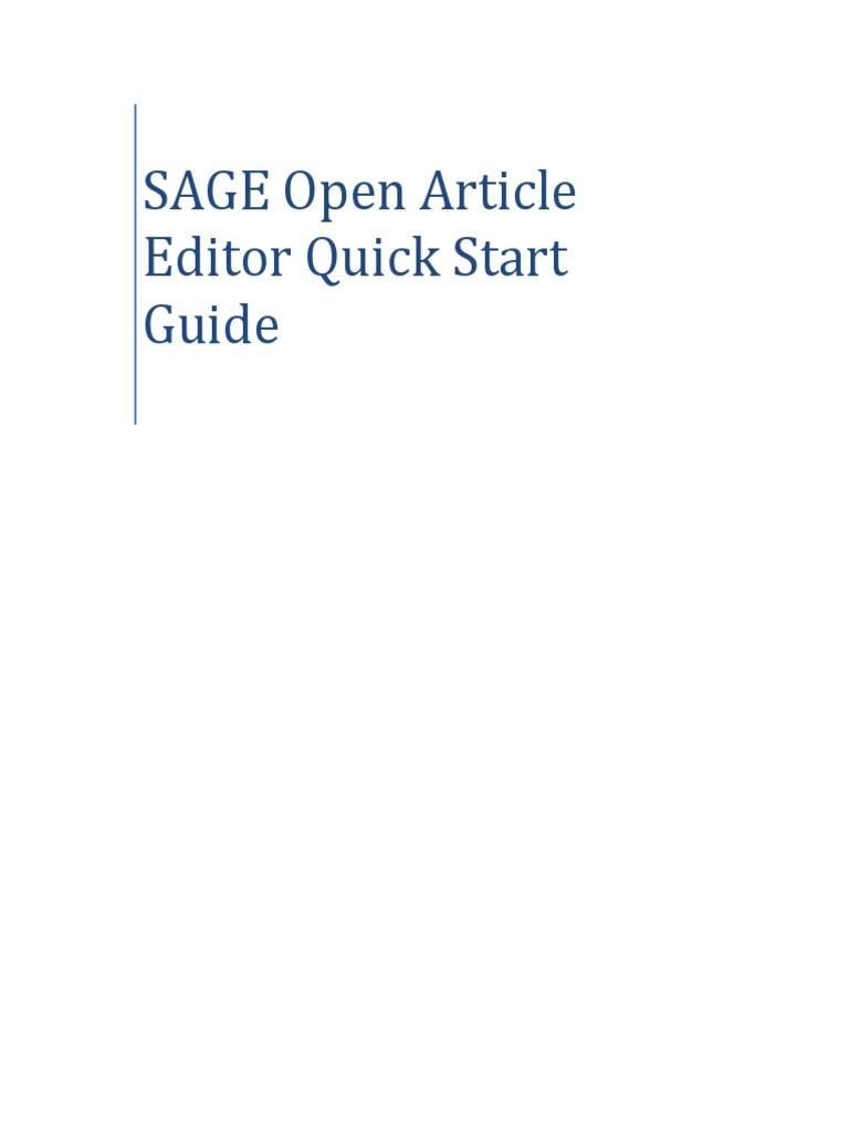SAGE Open Article Editor Quick Start Guide | PDF | Hyperlink | Editing