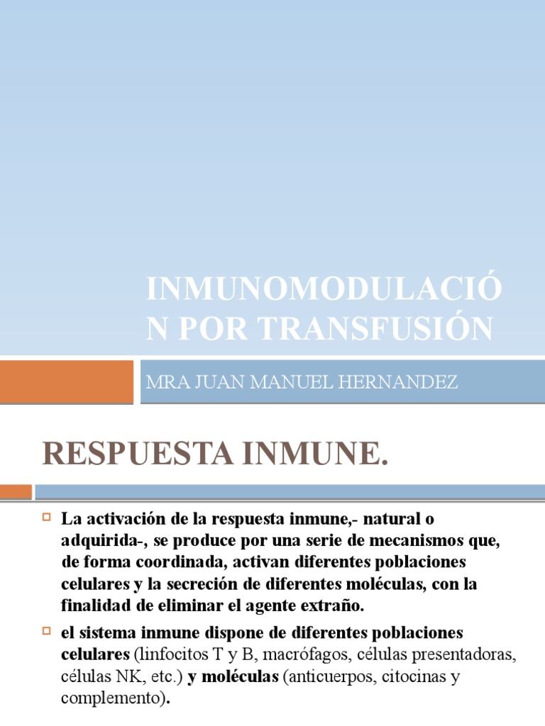 Inmunomodulación por transfusión sanguínea | PDF | Business | Sistema ...