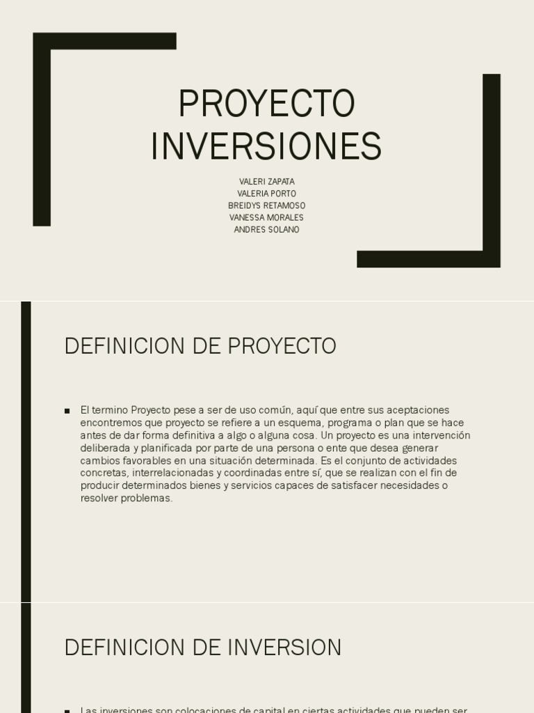 Proyecto de Inversion PDF | Inversiones | Beneficio (economía)