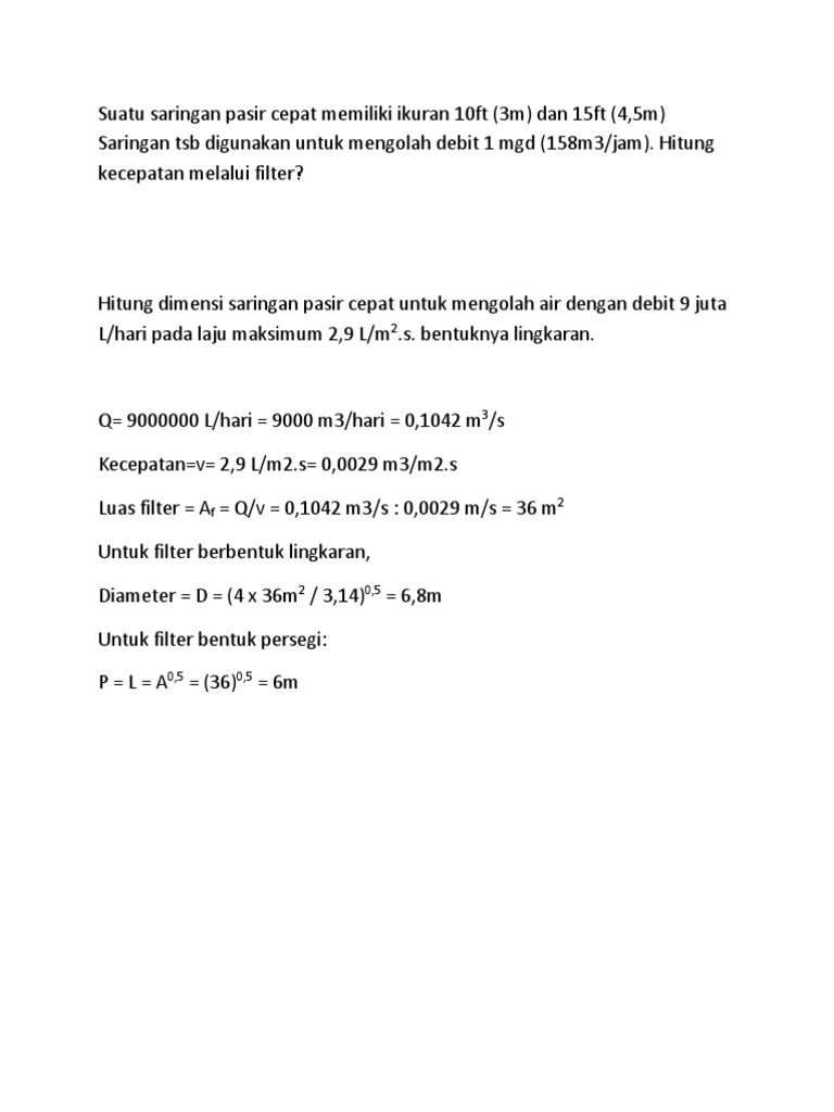 Soal Filtrasi 2018 Unop | PDF
