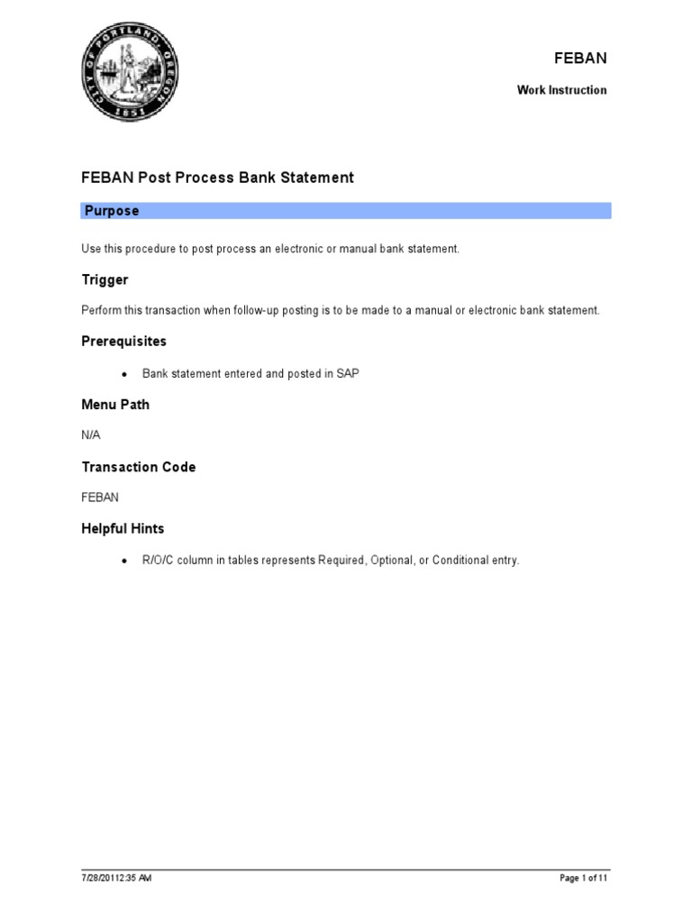 FEBAN Bank Statement Processing Guide | PDF