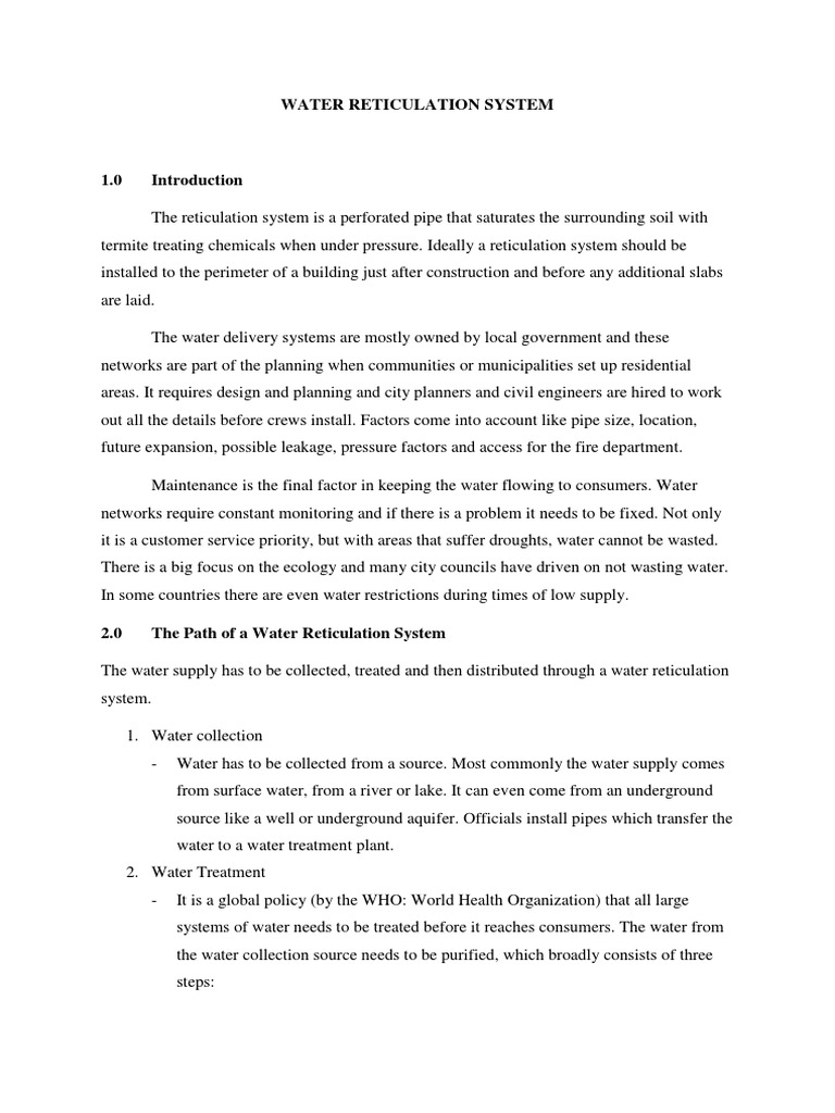 Water Reticulation System | PDF | Liquids | Environment