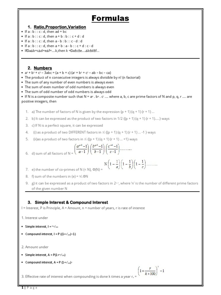 Formulas PDF | PDF | Area | Triangle