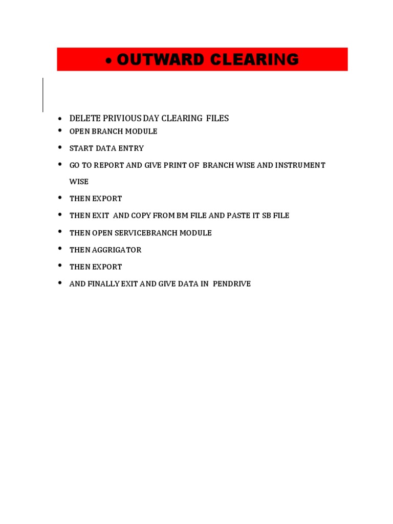 Outward Clearing Process Steps | PDF | Computers