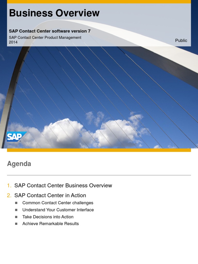 Sap Contact Center Business Overview Presentation Pdf Call Centre Interactive Voice Response