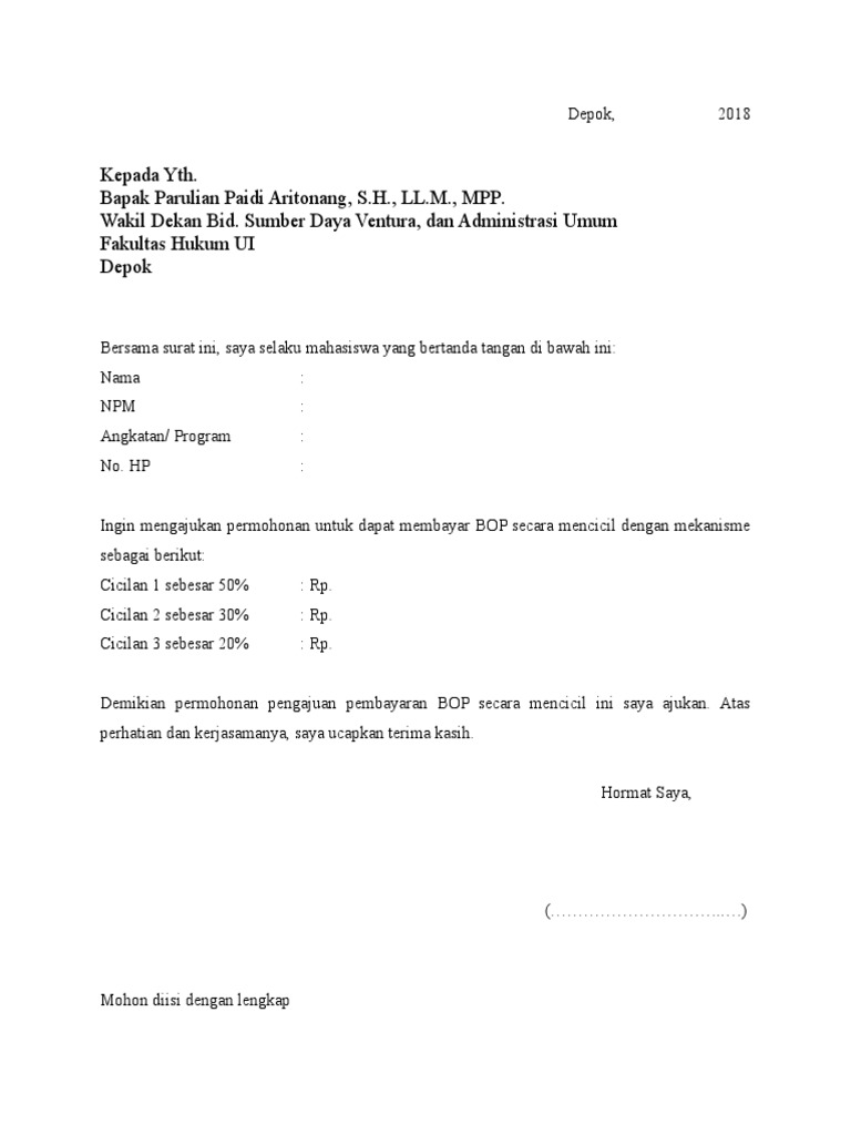 Form BOP Cicilan Fix | PDF