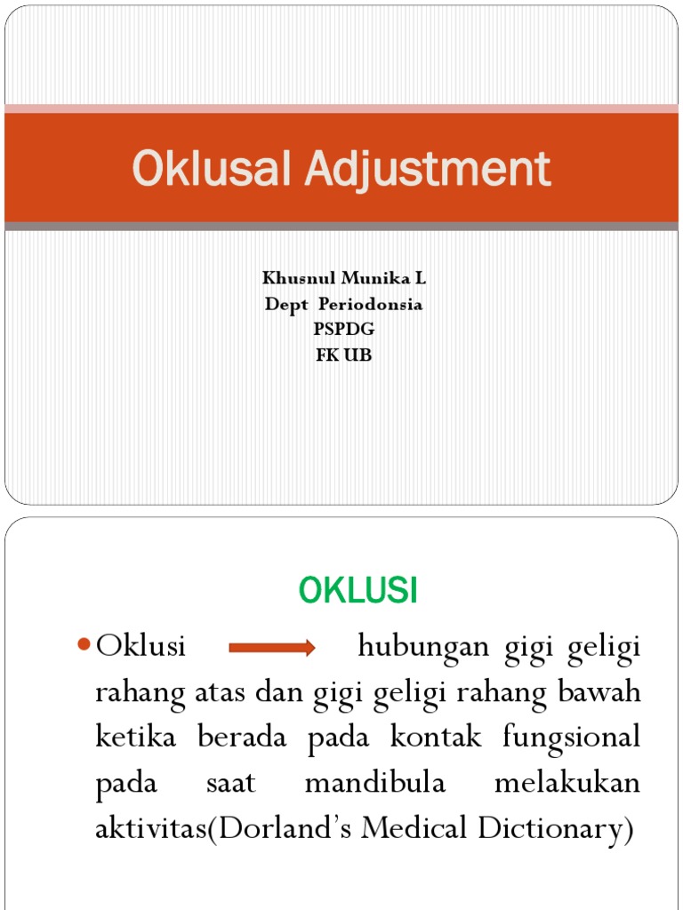 Oklusal Adjustment | PDF
