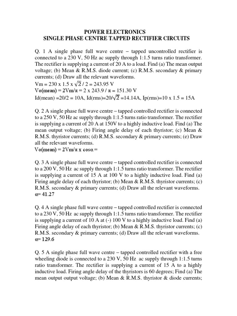 Power Electronics for Engineers | PDF | Root Mean Square | Rectifier