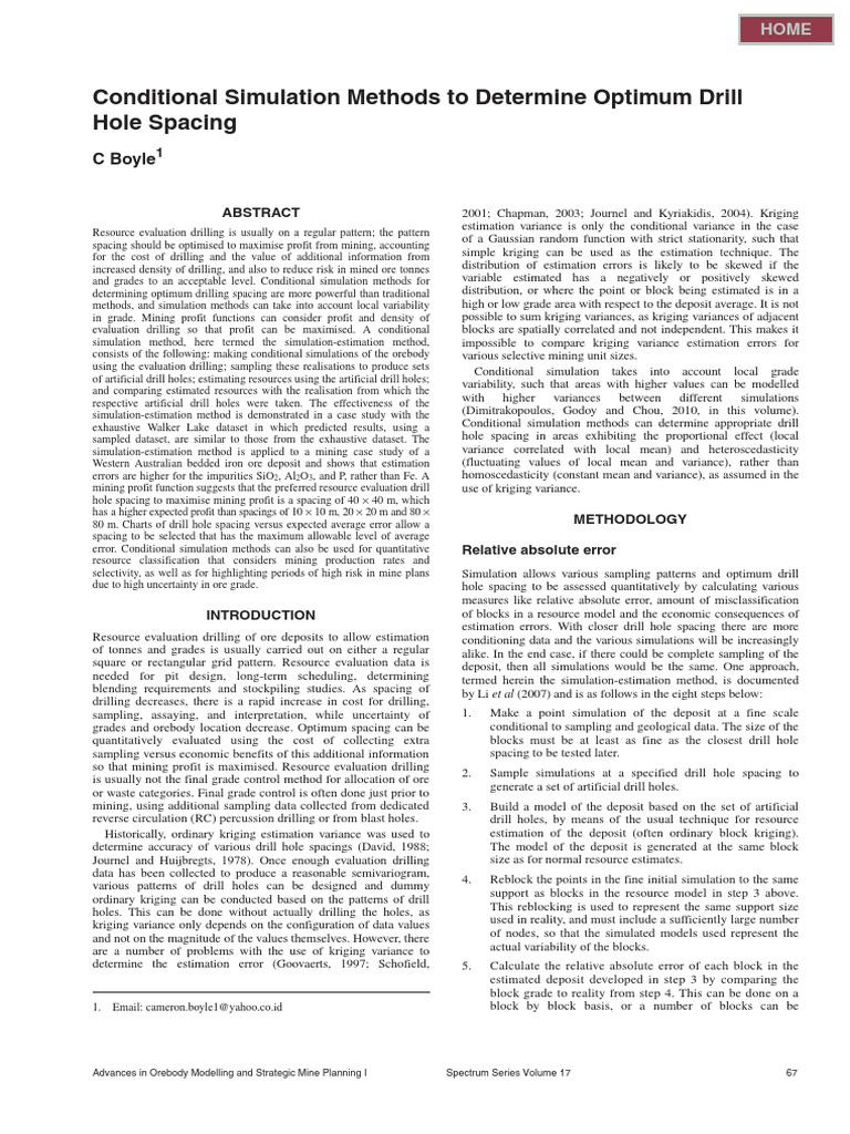 Optimum Drill Hole Spacing | PDF | Errors And Residuals | Variance