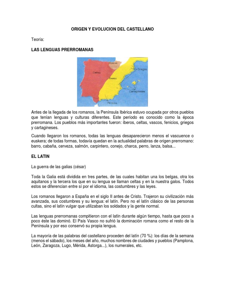 Origen y Evolucion Del Castellano | PDF | Oración (Lingüística) | Palabra