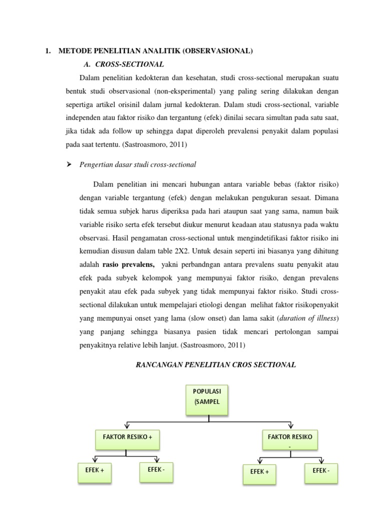 A. Cross-Sectional: 1. Metode Penelitian Analitik (Observasional) | PDF
