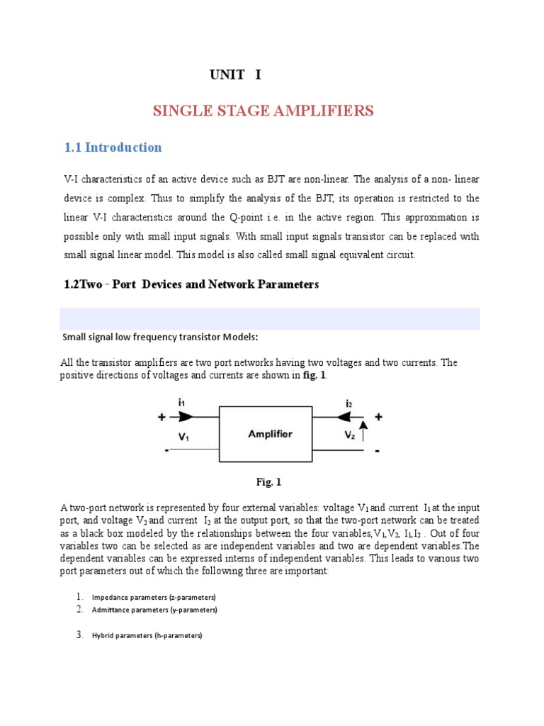 Edc Unit 5 Small Signal Low Freq BJT Models | PDF | Amplifier | Bipolar Junction Transistor