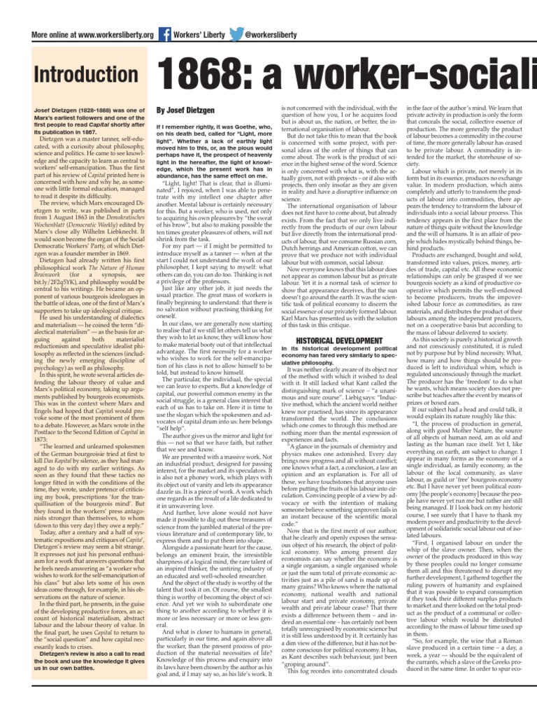 Joseph Dietzgen, Review of Marx's Capital, Vol. 1 (1868) | Download ...