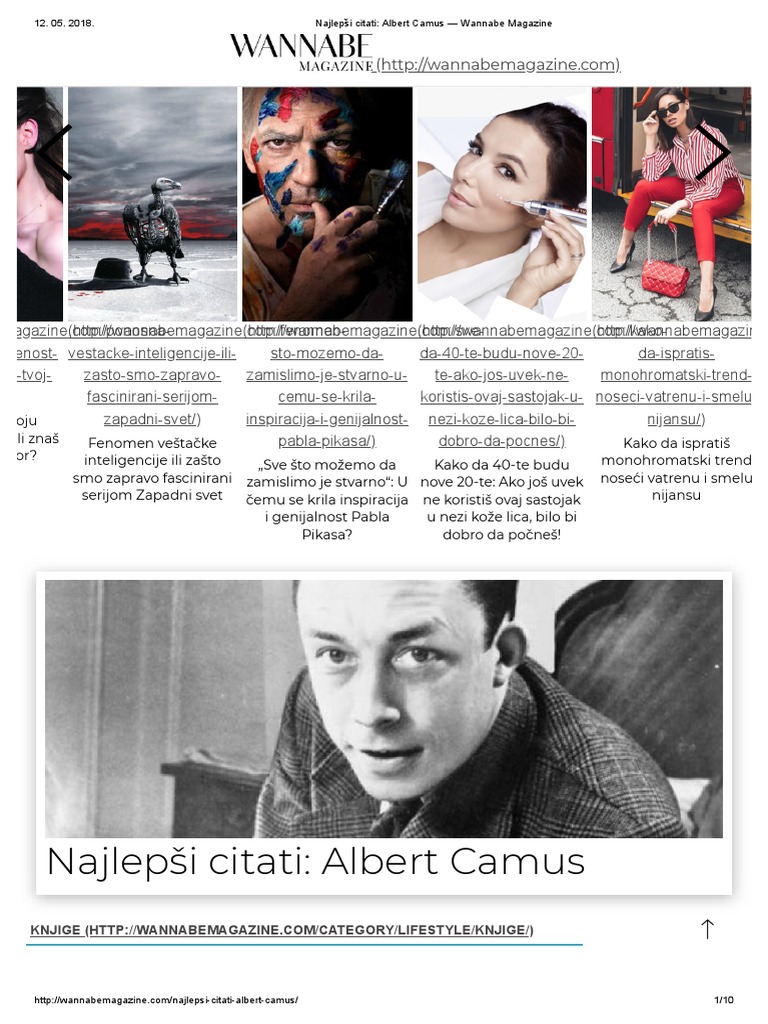 Najlepši Citati - Albert Camus - Wannabe Magazine | PDF