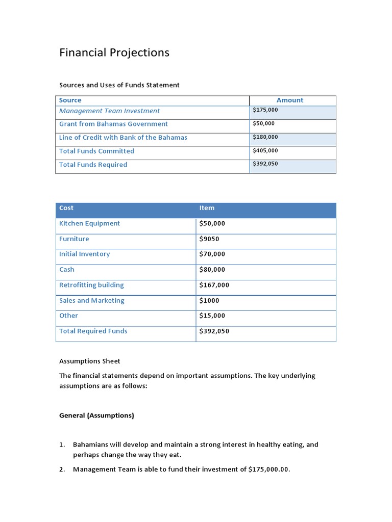 Financial Projections: Source Amount | PDF | Cash Flow Statement | Expense