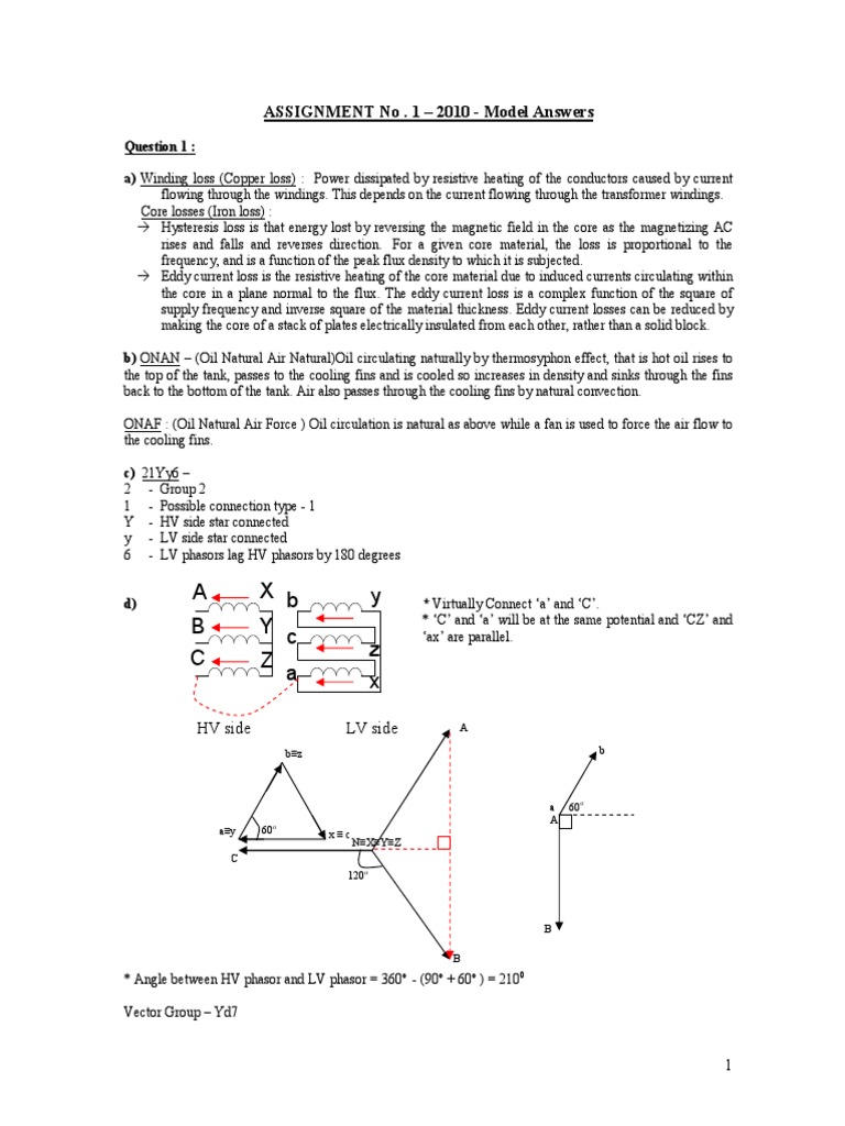 Assignment 1 Model Answer 2010 | PDF | Electric Current | Electrical Resistance And Conductance