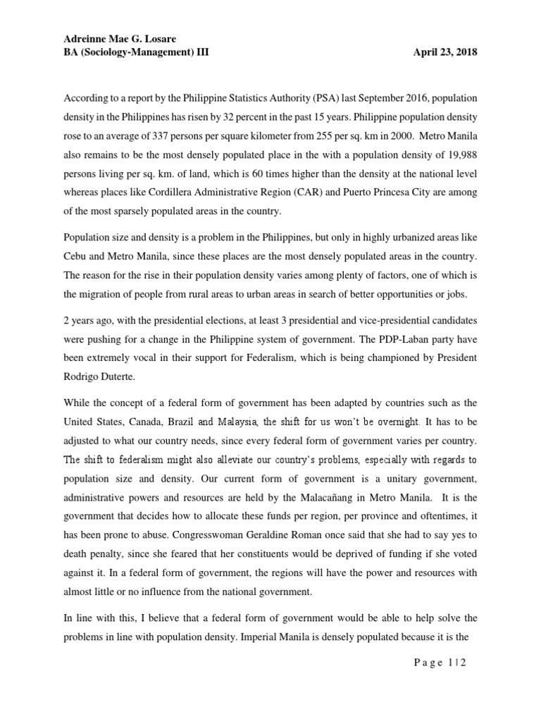 Socio 160 Paper | PDF | Urban Area | Philippines