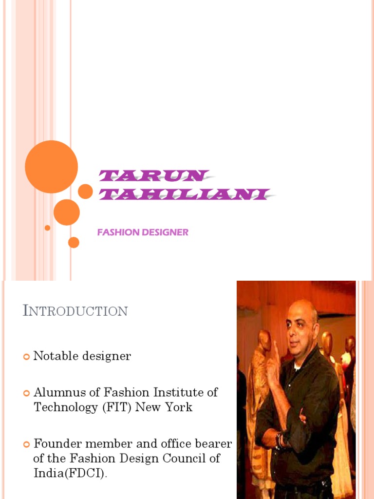 Tarun Tahiliani: Fashion Designer Overview | PDF | Lifestyle