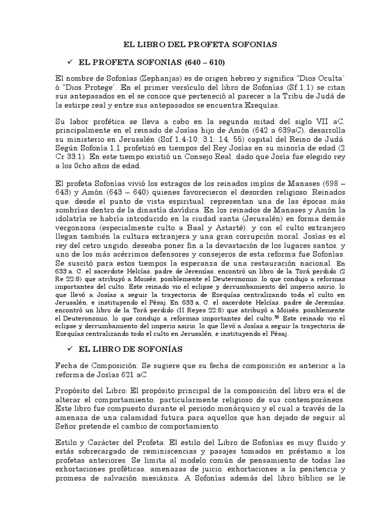 El Profeta Sofonías: Resumen y Contexto | PDF | Fenicia | Tora