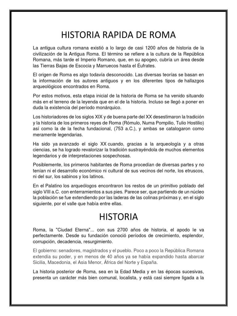 Historia de Roma | PDF | Roma | Roma antigua