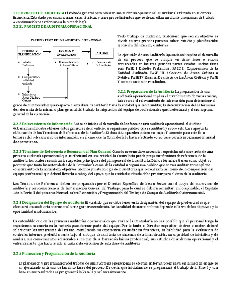 Proceso de La Auditoria Operativa | PDF | Auditoría financiera | Planificación